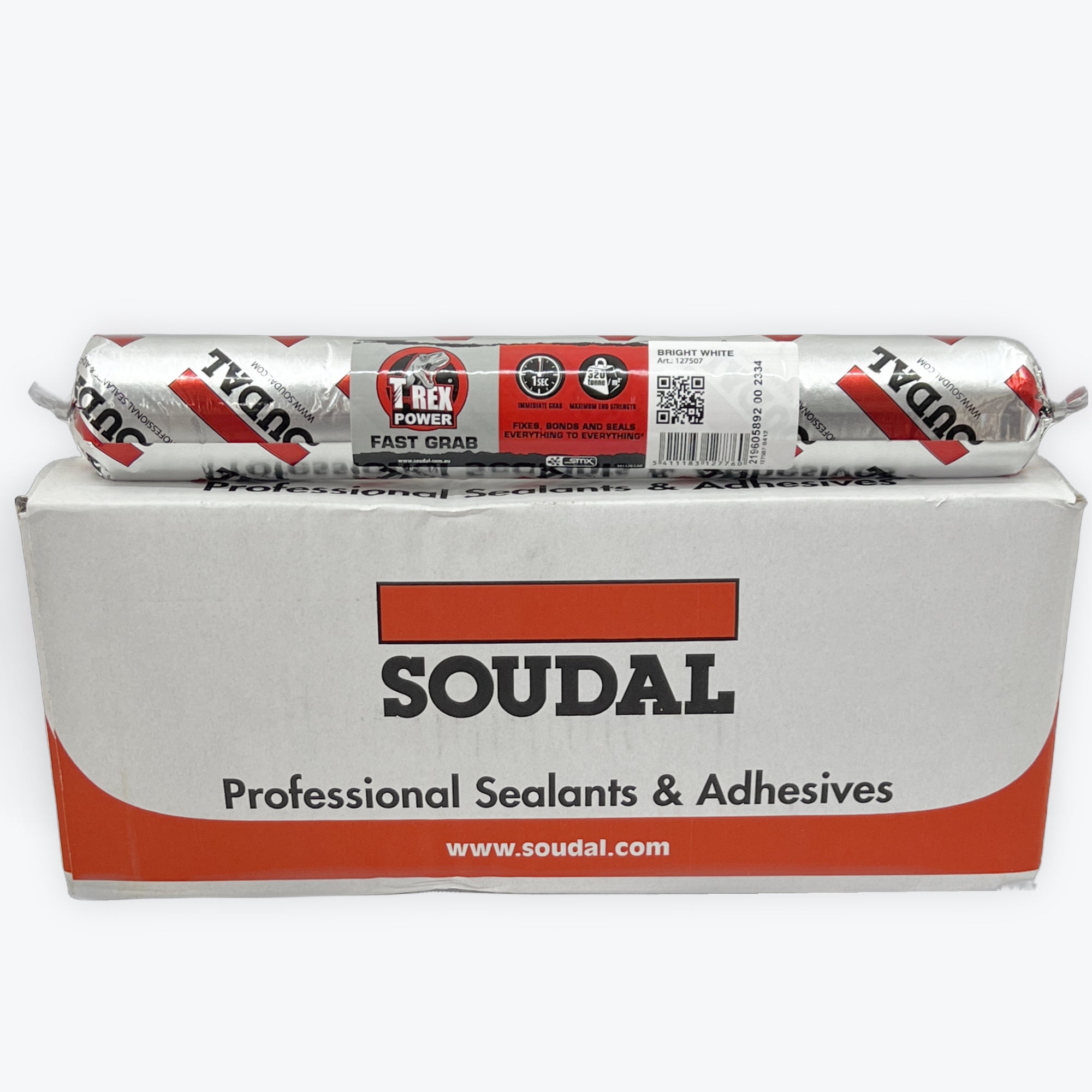 Soudal White T-Rex Power Bond Fast Grab 600ML Sausage 12pk | Partaco